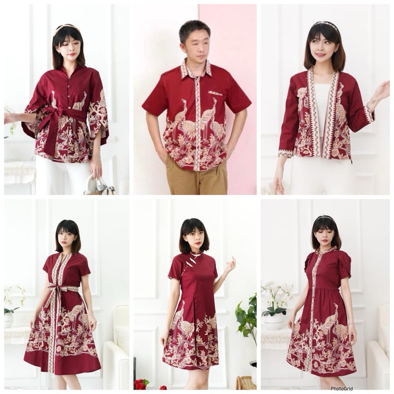 KEMEJA MERAH Red batik Couple for men and women office uniforms / Women ...