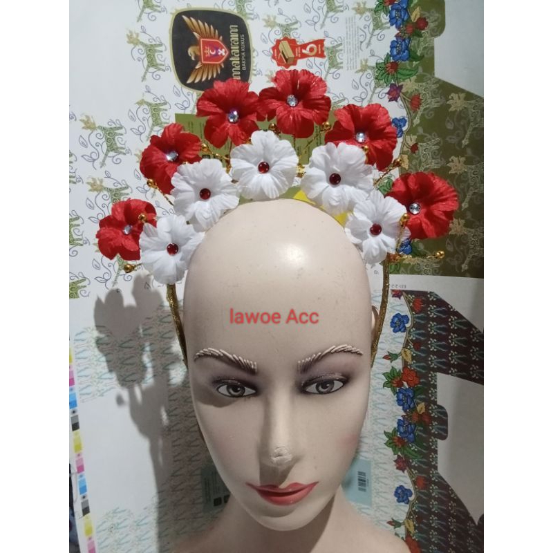 MERAH PUTIH Red and white cherry blossom headband crown/dance crown ...