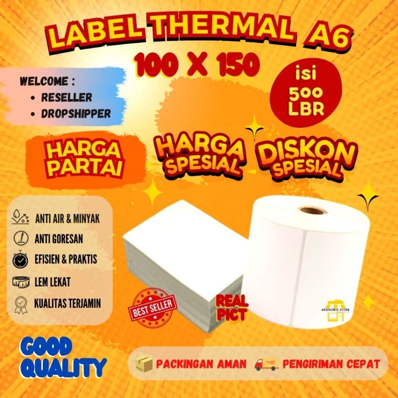Sticker Label Thermal ROLL Size 100x150 CM ROLL Contents 500 Sheets ...