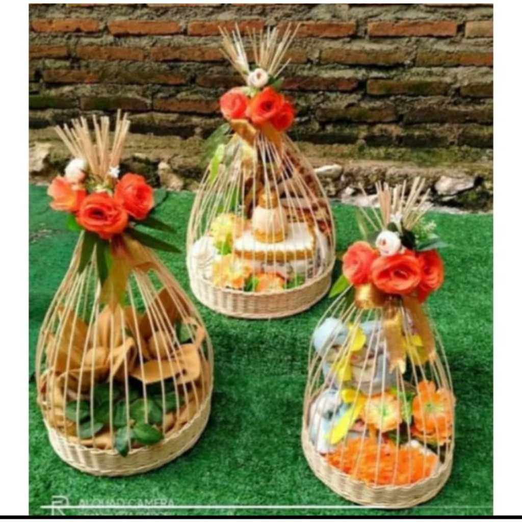 Tendril Rattan Basket 1 Set contains 3 pcs Aesthetic Wedding Gift ...
