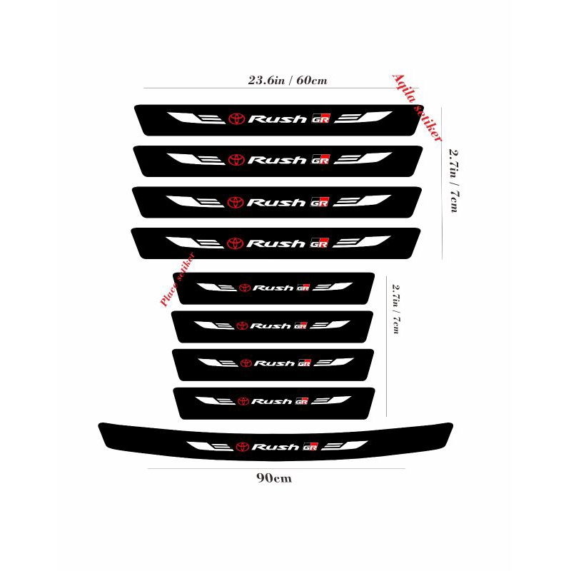 New Rush Car Sill Plate Sticker New Car Footrest 3D Carbon Material ...