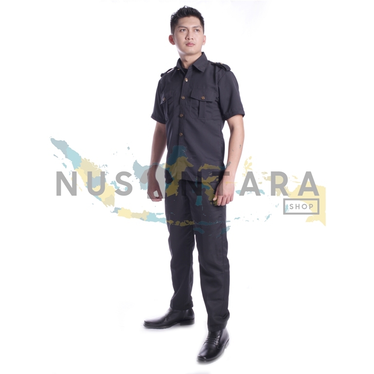 HITAM Black Safari Uniform Short Sleeve Paspampers Security Driver ...