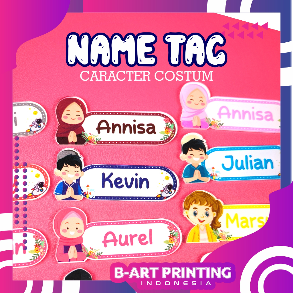 Uv Print Name Tag Character Name Chest Child Name Chest Pin Brooch ...