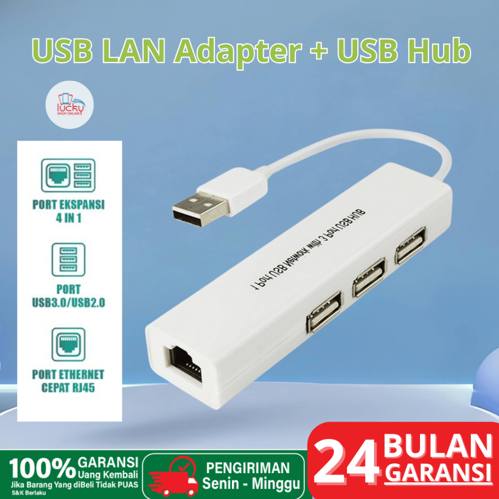 Rj45 Fast Ethernet Converter USB to LAN Cable Adapter with 3 USB Ports ...