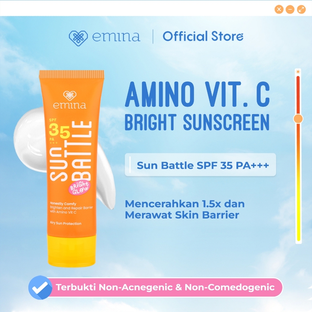 Emina Sun Battle Bright Glow SPF 35 PA++ - Sunscreen Serum Amino ...