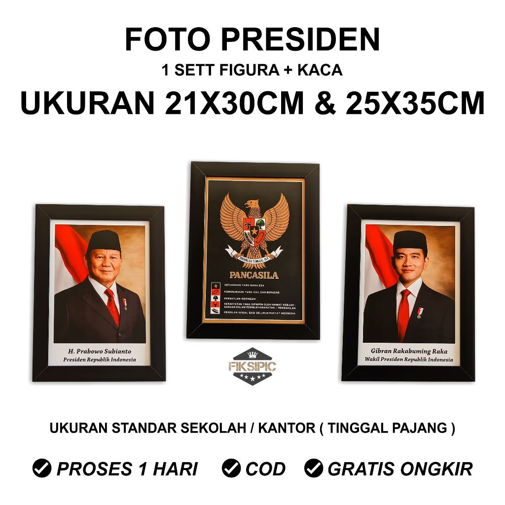 1 Set of President Vice President & Garuda Pancasila Photos - Glass ...