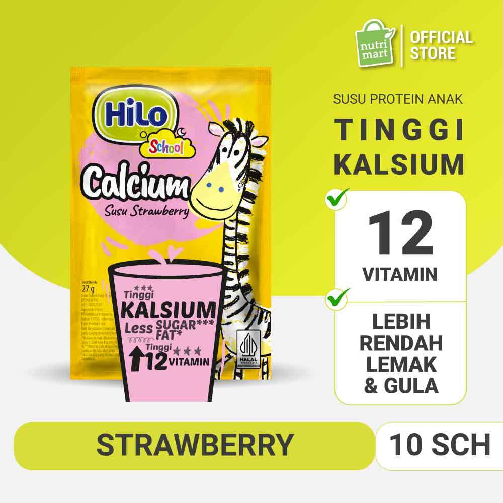 Hilo School Strawberry Milk 10 Sachets - High Calcium, Lower Sugar Milk ...