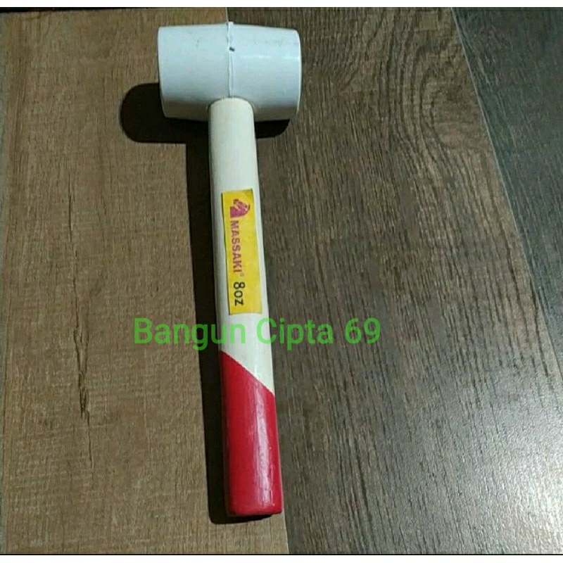 PUTIH KAYU 8oz Wooden Handle Rubber Hammer/Ceramic Hammer/White Rubber ...