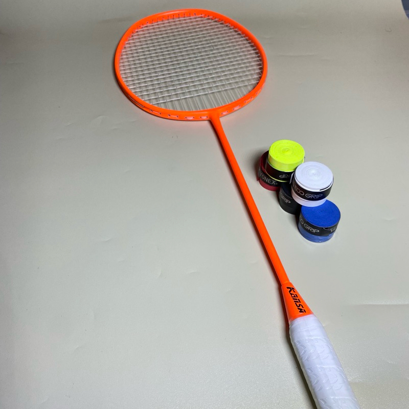 Original PLAIN KANSA ORANGE BADMINTON RACKET FULL CARBON READY TO USE ...