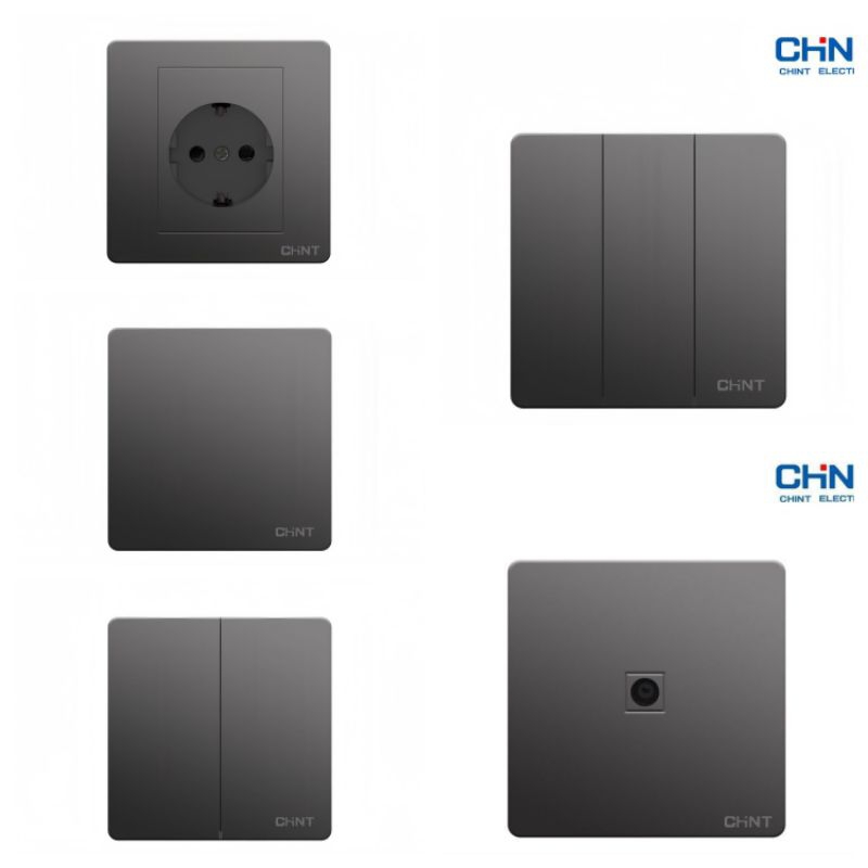 Stop CONTACT AND CHINT SWITCH (GREY BLACK) | Shopee Malaysia