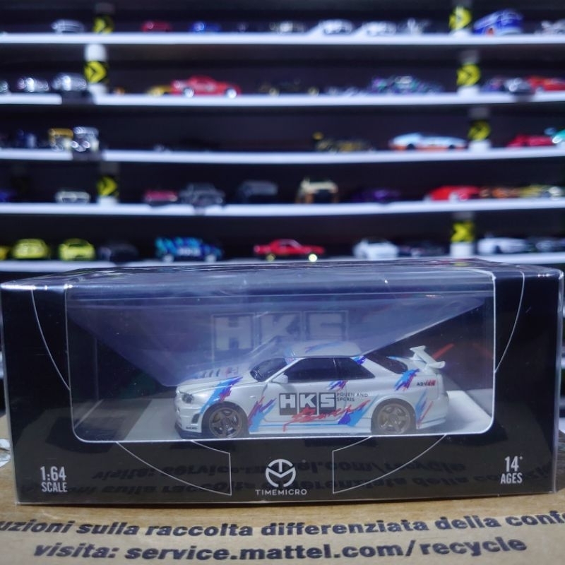 Time Micro 1:64 Nissan Skyline R34 Z-Tune White HKS Livery Limited ...