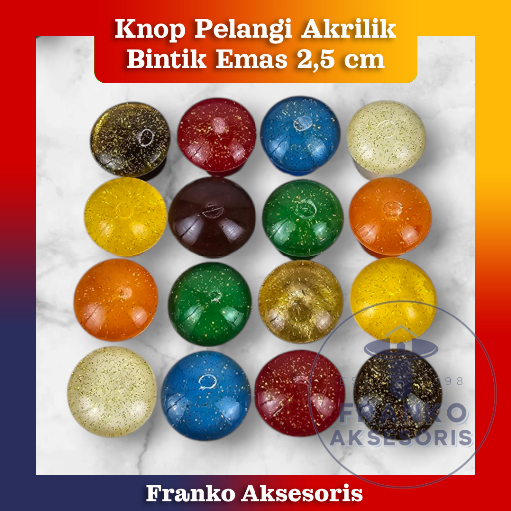 HIJAU MERAH HITAM PUTIH Gold Spotted Rainbow Knob 2,5 cm Original Gold ...