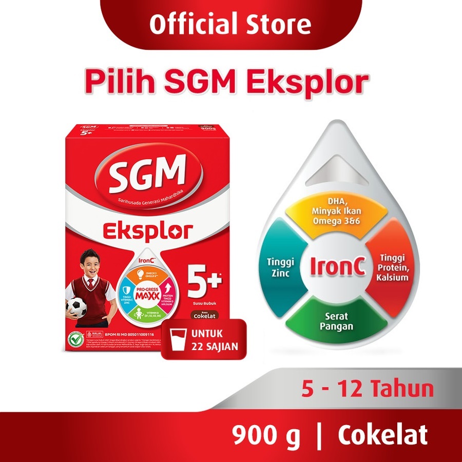 SGM Eksplor 5+ Pro-Gressmaxx Chocolate Growth Milk 900G | Shopee Malaysia
