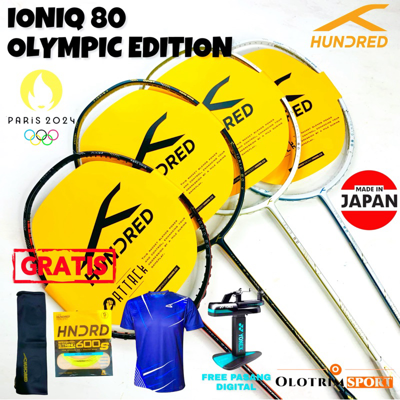 Badminton Racket HUNDRED IONIQ 80 34lbs Paris Olympic Special Limited ...