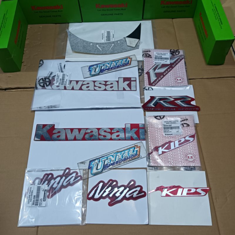 MERAH SETIKER STRIPING STICKER SET LOGO EMBLEM FULLSET NINJA RR OLD RED ...