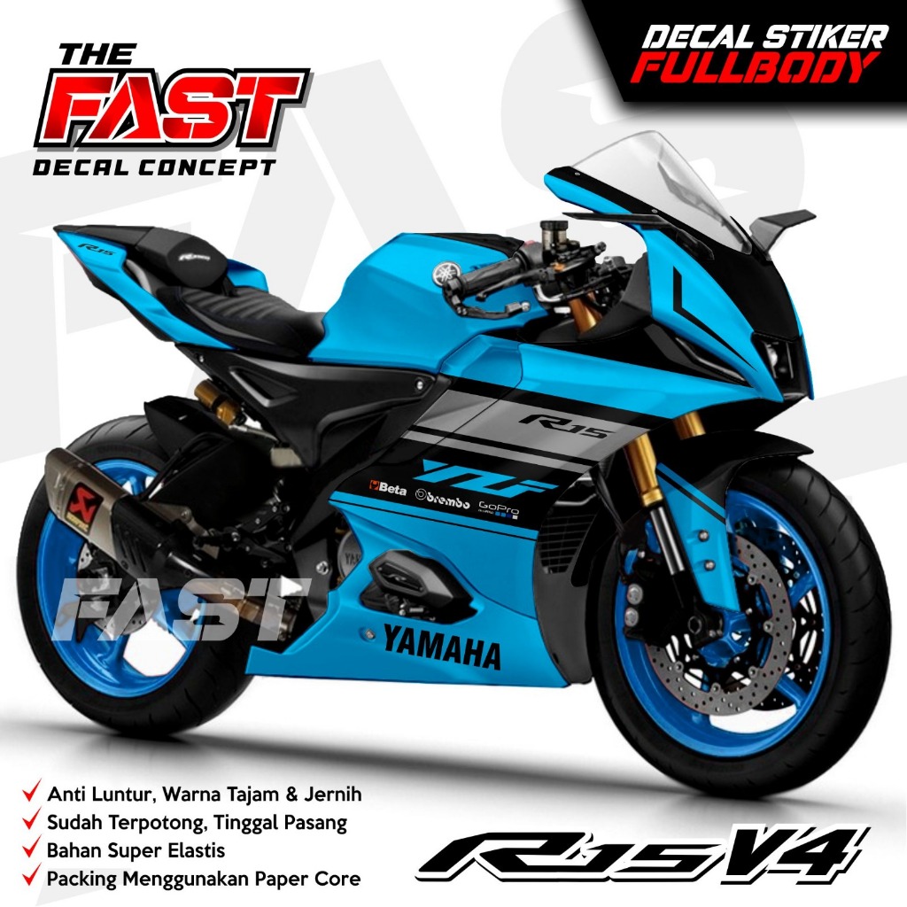 Sticker Decal Yamaha R15 V4 Fullbody YZF Simple Plain Newest Striping ...