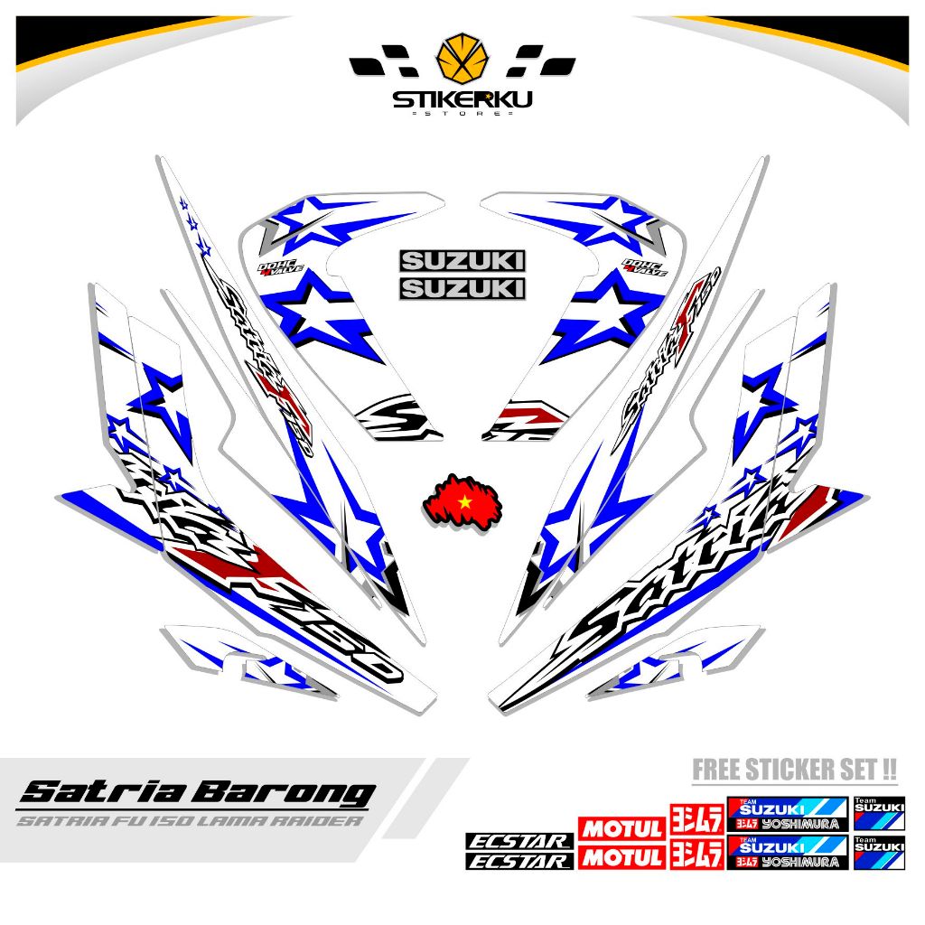 Satria BARONG STICKER / MTF 14 / STRIPING SATRIA 150 LAMA / SETIKER ...