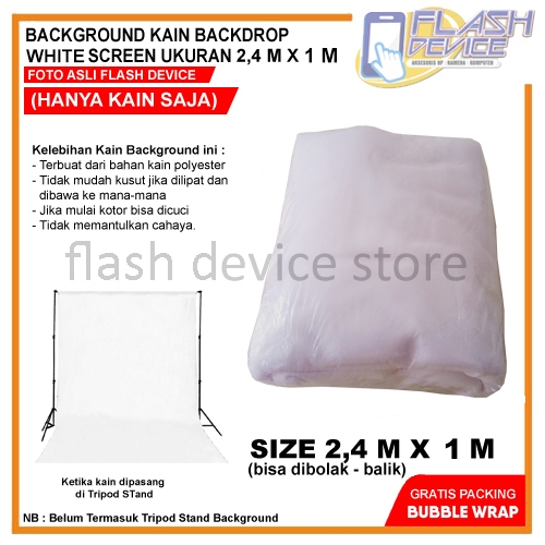 PUTIH White Screen Studio Photo Background 2,4 x 1 meter White Cloth ...