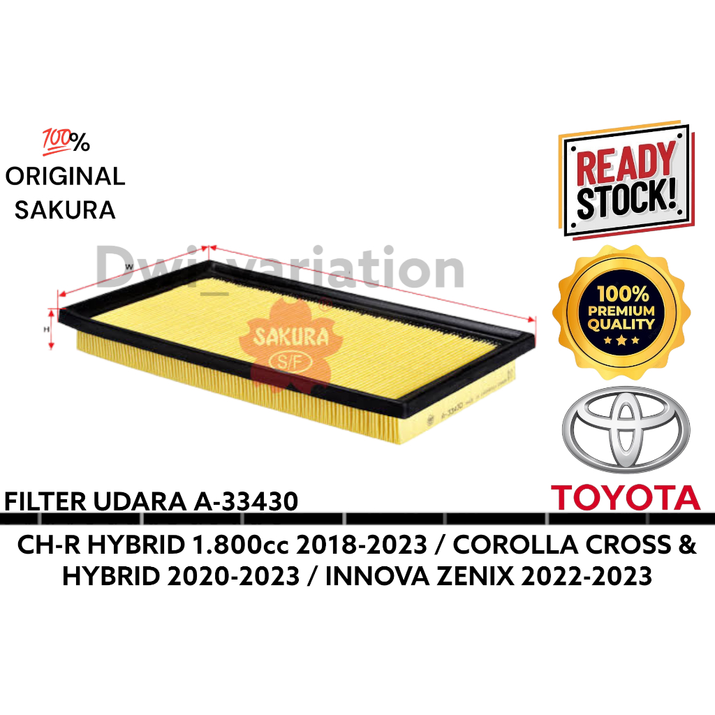 INNOVA ZENIX 2022/2023 AIR FILTER ORIGINAL SAKURA PRODUCT A-33430 ...