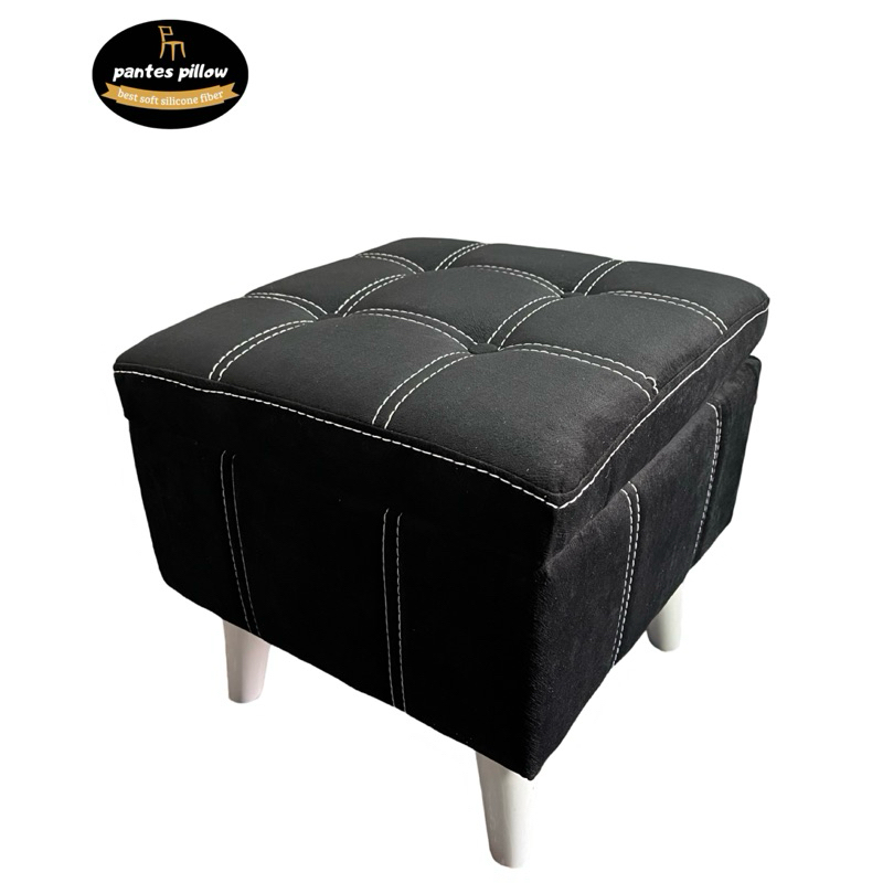 HITAM Black Stool Sofa, Modern Minimalist Multipurpose Seating Storage ...