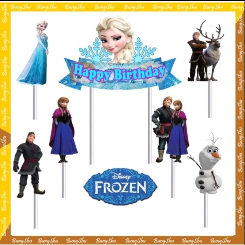 Frozen topper, cake topper, happy birthday topper, frozen character ...