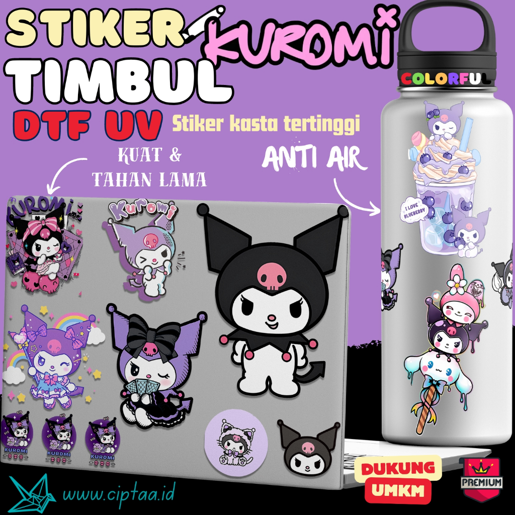 Kuromi Embossed Stickers - DTF UV Stickers - Highest Quality Stickers ...
