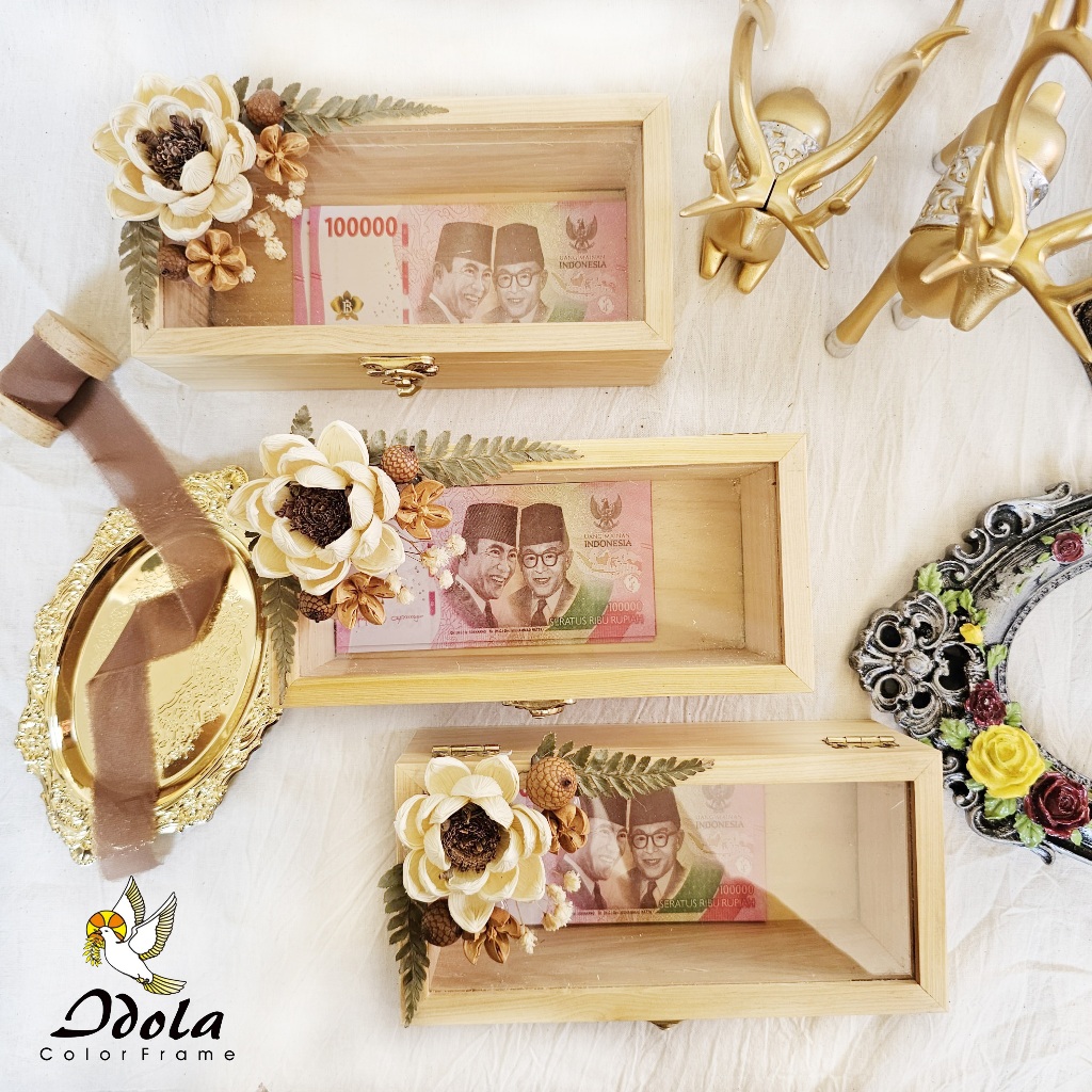 Idol FRAME - RUSTIC DOWRY MONEY BOX WITH ACRYLIC CLOSE+ KLOBOT FLOWER ...
