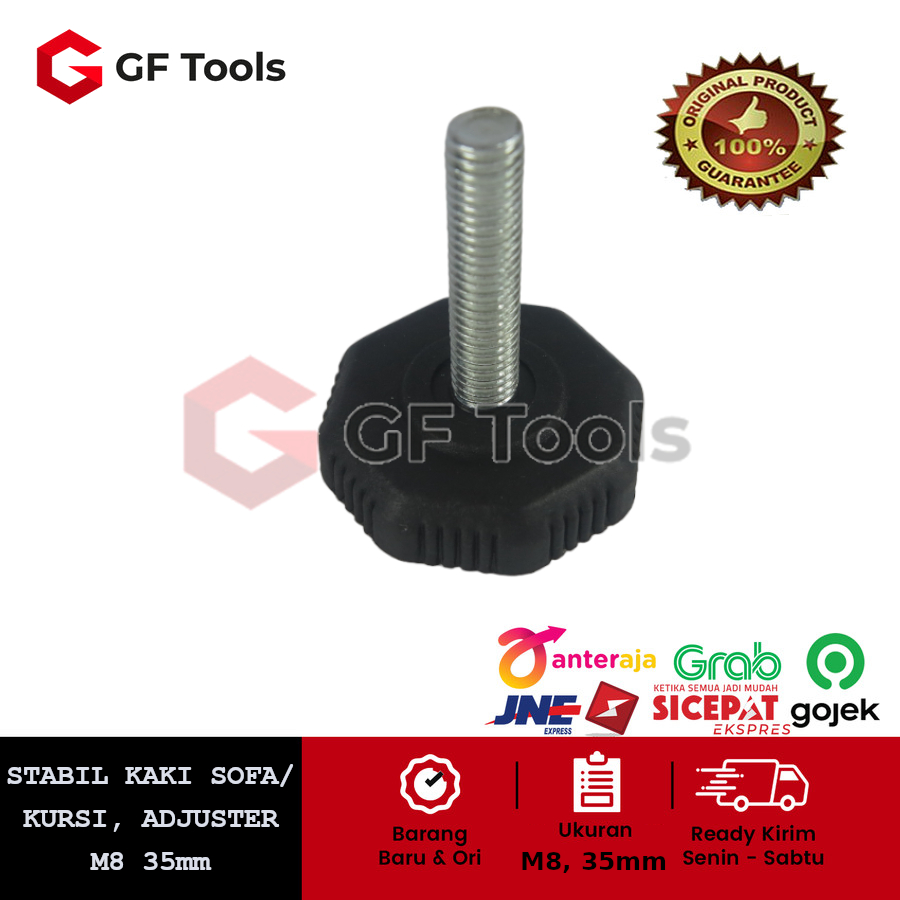 Adjuster Rubber Bolt M8 D35 Key12 T: 50mm Stable Foot Pad Chair Leg ...
