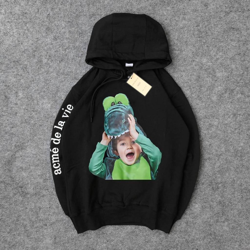 HITAM Jacket Hoodie Sweatshirt Unisex Black Logo Crocodile Premium Full ...