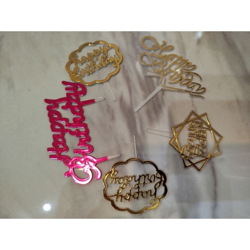 Hbd happy birthday Plastic birthday Cake topper | Shopee Malaysia