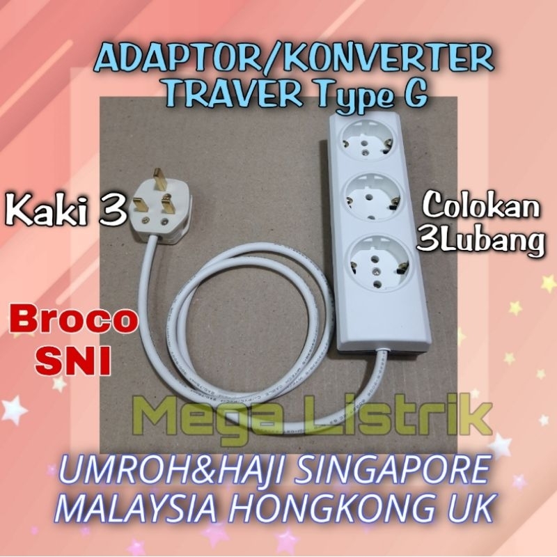 Broco Adapter / Travel Type G Converter 3 legs for Umrah & Hajj ...