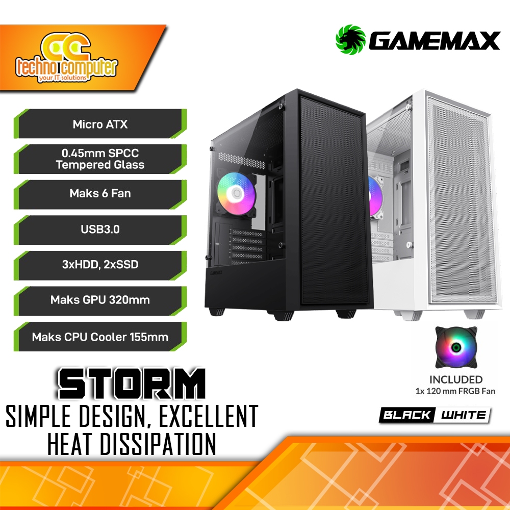 Storm GAMEMAX CASING - Mid Tower mATX Case Tempered Glass (Free 1x RGB ...