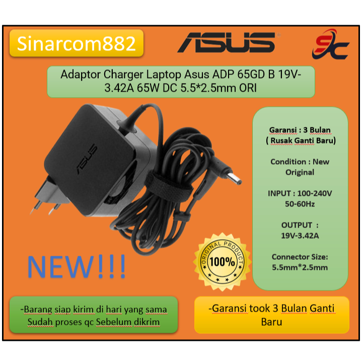 Laptop Charger Adapter Asus ADP 65GD B 19V-3.42A 65W DC 5.5*2.5mm ORI ...