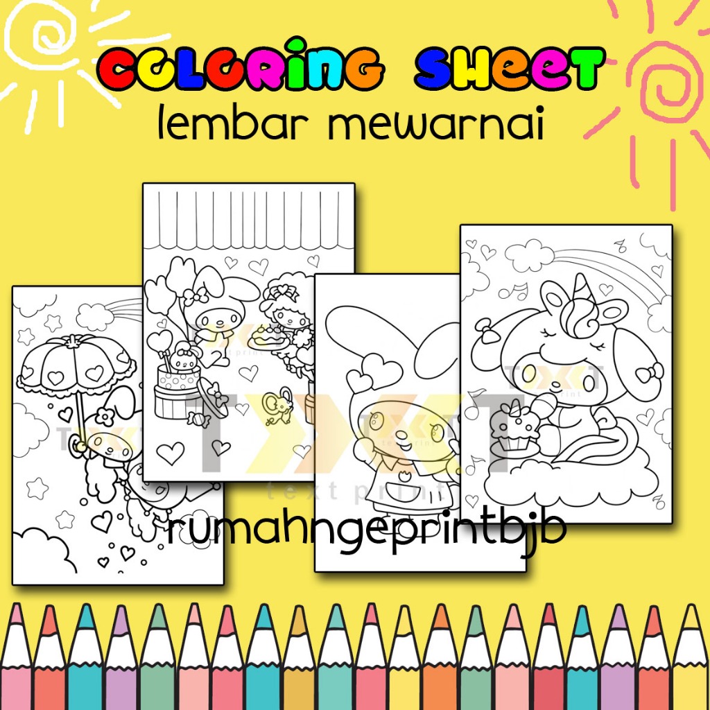 Melody THEME A4 A3 Coloring Drawing Paper - (Coloring Sheet) Preschool ...