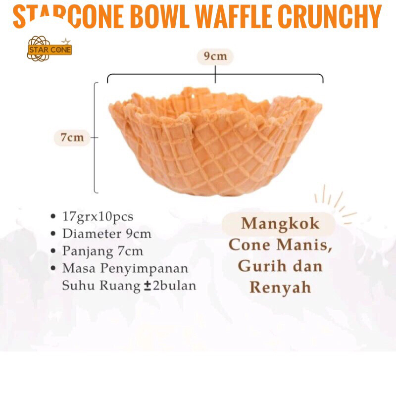Starcone BOWL WAFFLE CRUNCHY CONE BOWL 1 pack contains 10 pcs | Shopee ...