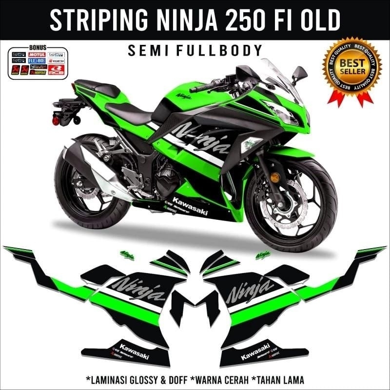 Striping Sticker Motorcycle ninja 250 fi old Semifull Variation 02 ...