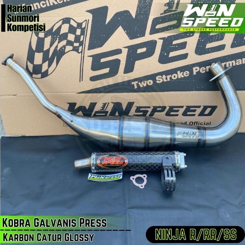 Ninja R/SS/RR/Kis Cobra Exhaust Galvanized Pres Carbon Silincer Chess ...