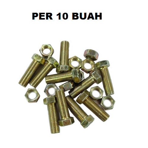 Per 10 pieces Yellow Bolts and Nuts m 12 x 20 mm Key 17 Hex Hexagonal ...