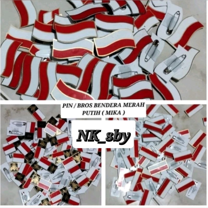 PUTIH MERAH Mika RED AND WHITE FLAG PIN/BROSS (PIRING) | Shopee Malaysia