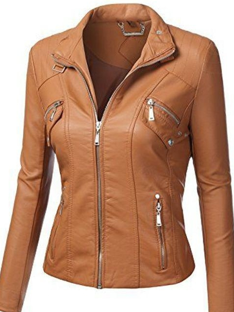 Women's semi-leather jacket for motorbikes, waterproof and windproof ...