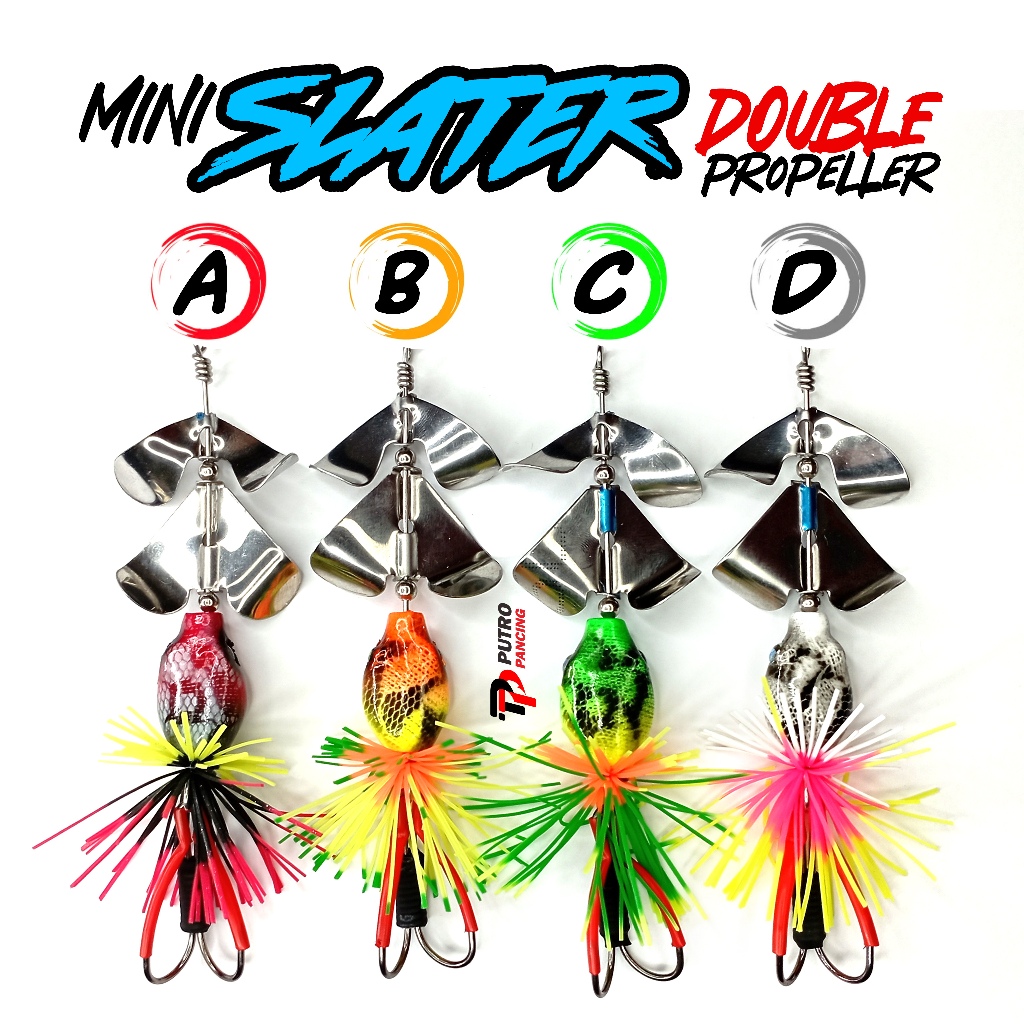 Lure Mini Slater Double Propeller Buzzbait Noisy toman cork haruan ...
