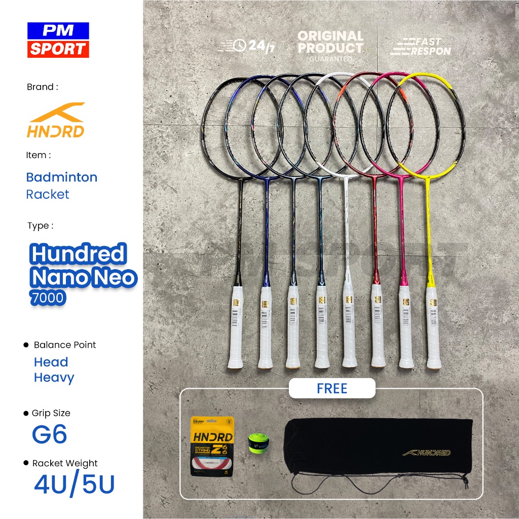 BADMINTON RACKET HUNDRED NANO NEO 7000 ORIGINAL BADMINTON/ | Shopee ...