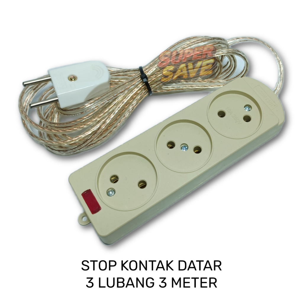 3 Hole Flat Socket + 3 Meter, 5 Meter, 10 Meter Full Transparent Cable ...