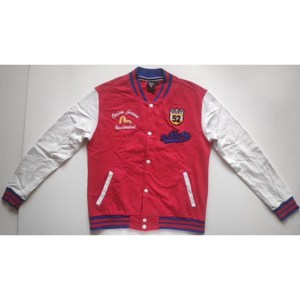 PUTIH MERAH Evisu Varsity Jacket Original Red and White Jacket | Shopee ...