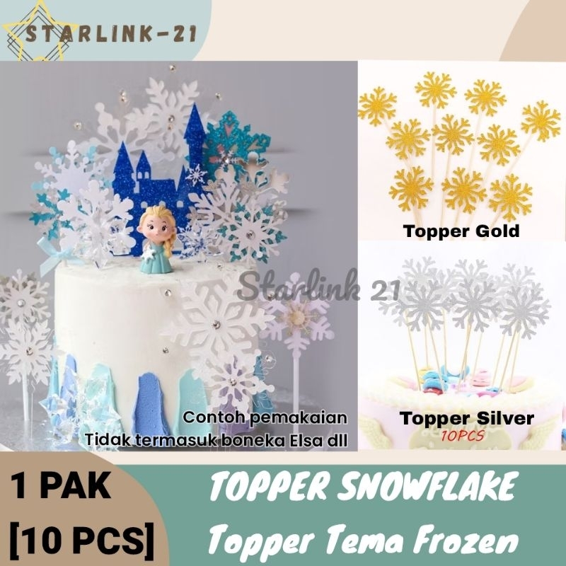 Snowflake GOLD/SILVER Cake TOPPER | Frozen Theme Snow Topper | Shopee ...