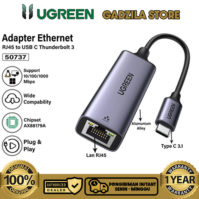 Ugreen Cable Converter USB Type C To Ethernet RJ45 LAN Laptop Computer ...