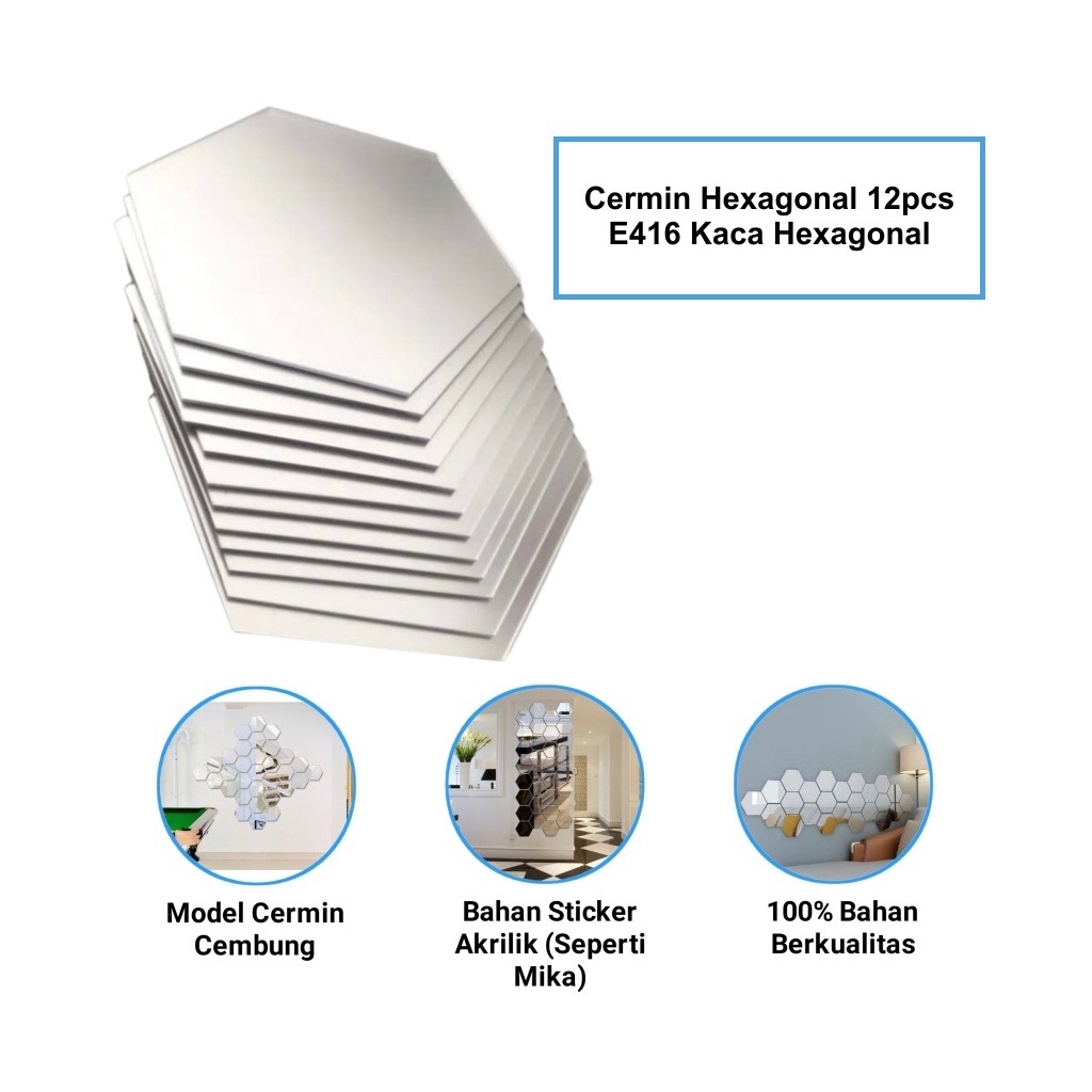 HIASAN DINDING Aceh - Small Size Hexagonal Glass Hexagonal Mirror Wall ...