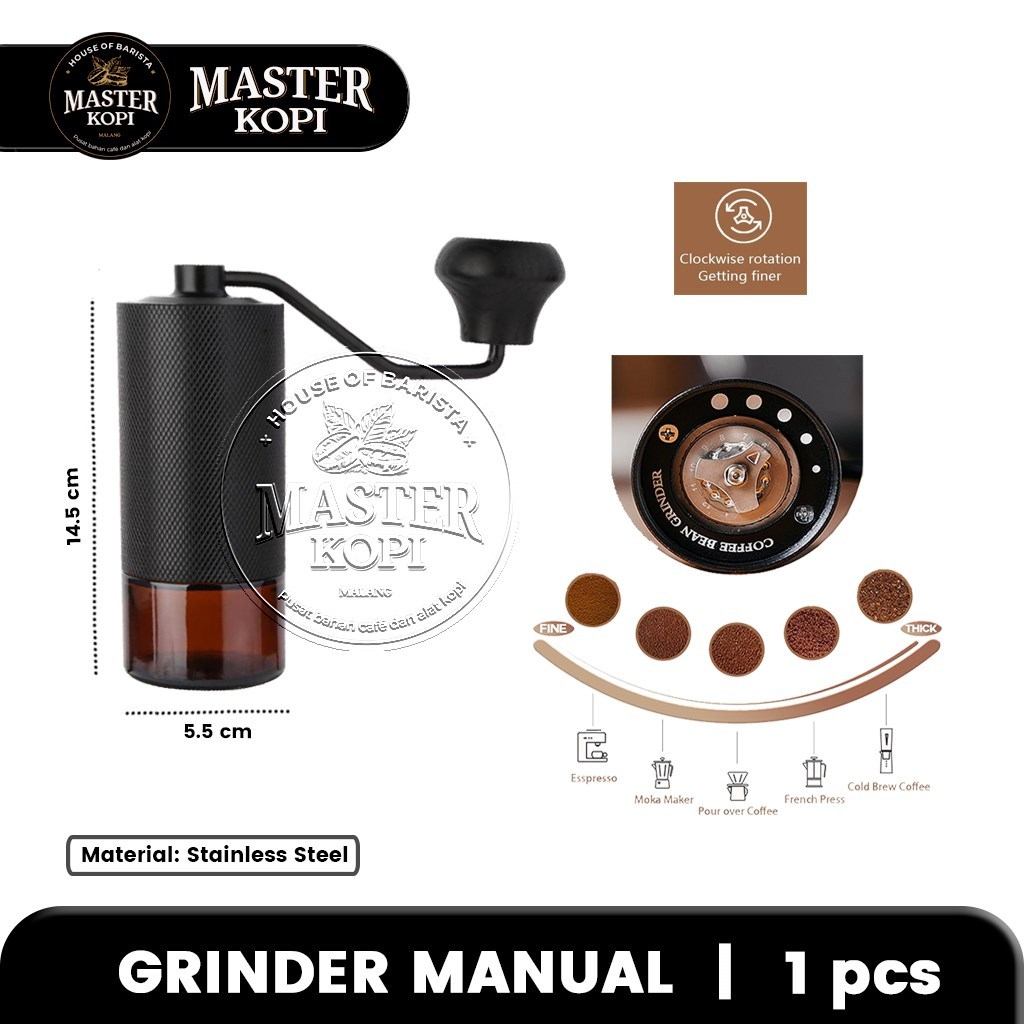 Coffee Grinder Wooden Lever Premium Adjustable Portable Manual Coffee ...