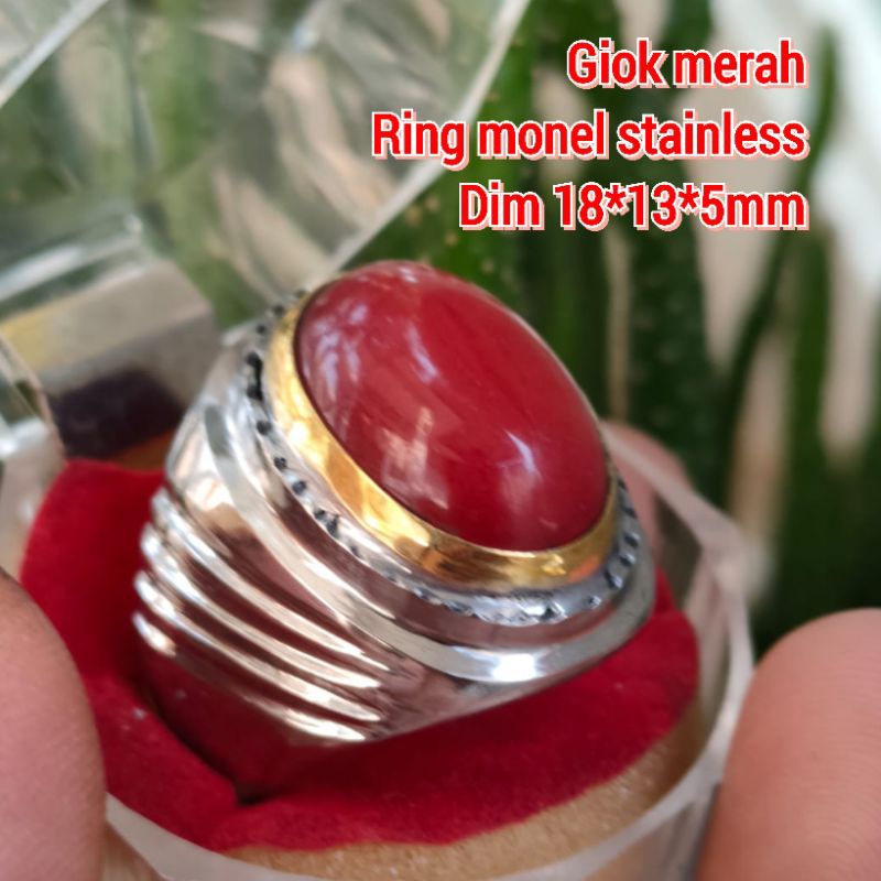 MERAH Men's RING Red Jade RING MONEL STAINLESS Steel RING | Shopee Malaysia
