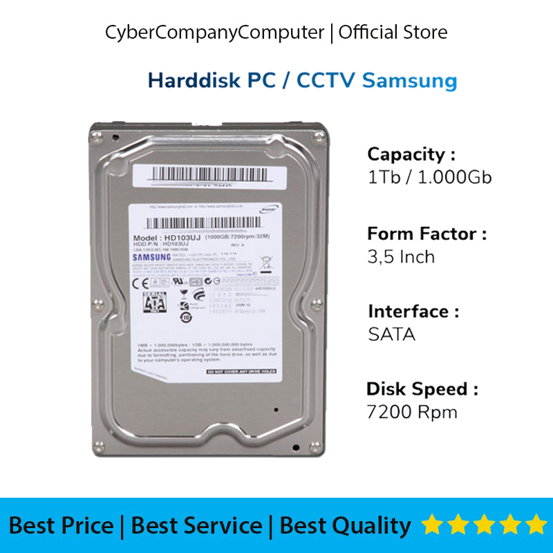 Hdd / Hard Disk Samsung Internal PC / Cctv 1TB 3.5 Inch SATA | Shopee ...
